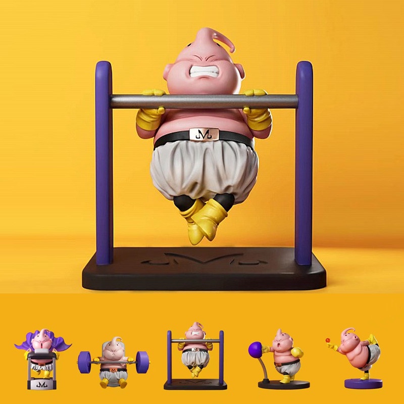 Anime Dragon Ball Figures Fitness Muscle Majin Buu Yoga Weightlifting ...