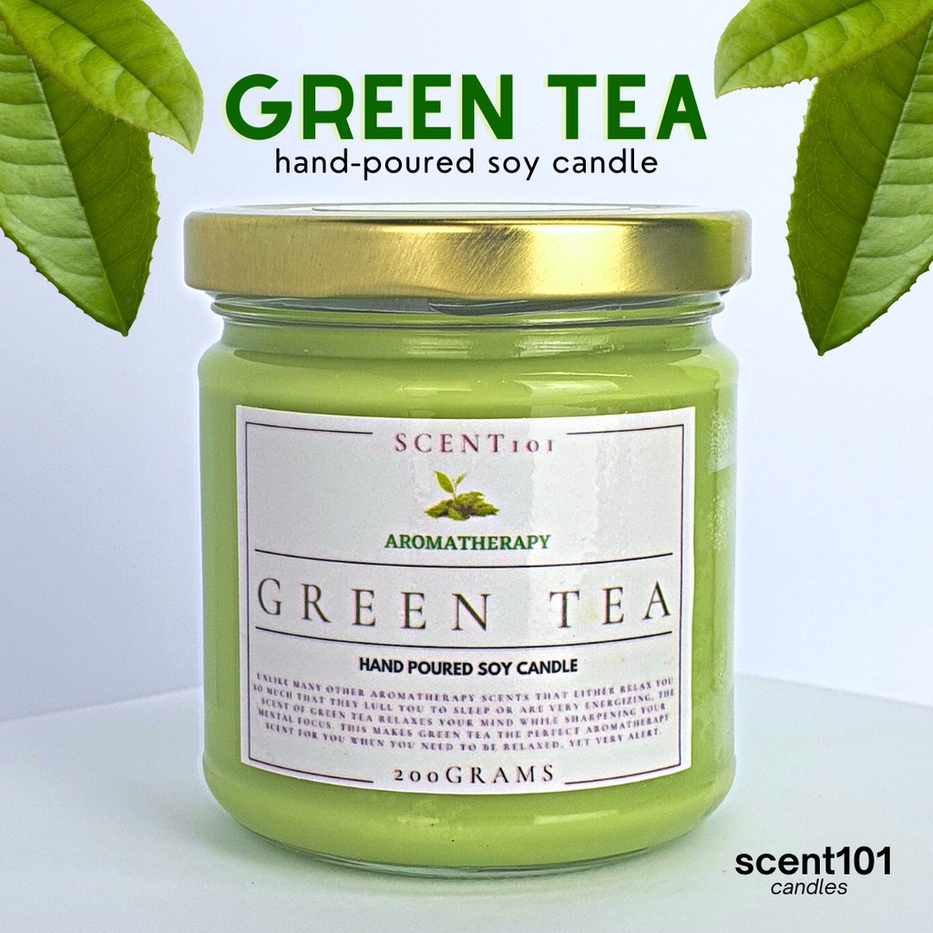 Scent 101 GREEN TEA/Premium Quality Soy Wax Scented Candle/ 200 Grams ...