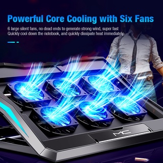 6 Fan Led Screen Two USB Port RGB Lighting Laptop Cooling Pad Notebook ...