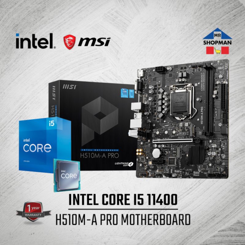 Intel Core i5 11400 Processor w/ UHD Integrated Graphics w/ MSI H510M A ...