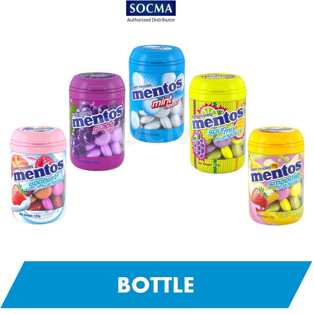 Mentos Chewy Dragees Mint/Sour Mix/Yoghurt Fruit/Grape 120g | Shopee ...
