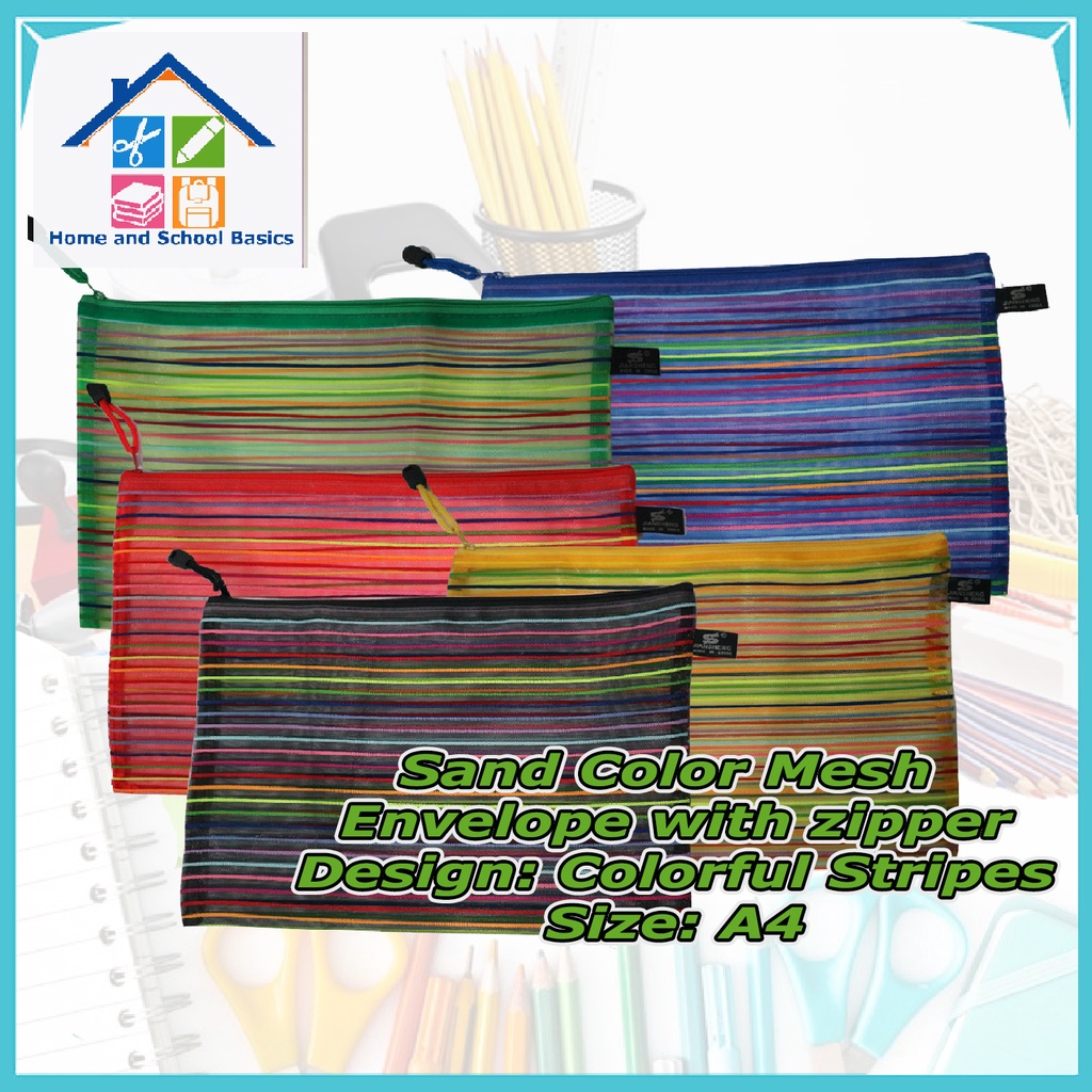 Sand Color Mesh Envelope with Zipper Size: A4- Best for storage of ...