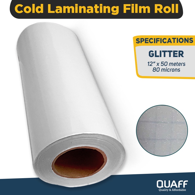 QUAFF Photo Top Roll 12 Inches Glitter Cold Laminating Film 1 Roll (50 ...