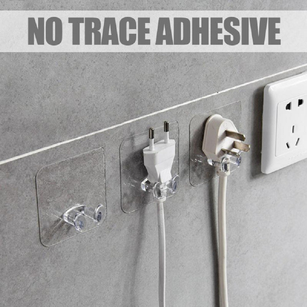 *COD* 1pcs Kitchen Bathroom Power Plug Adhesive Hook Traceless Strong ...