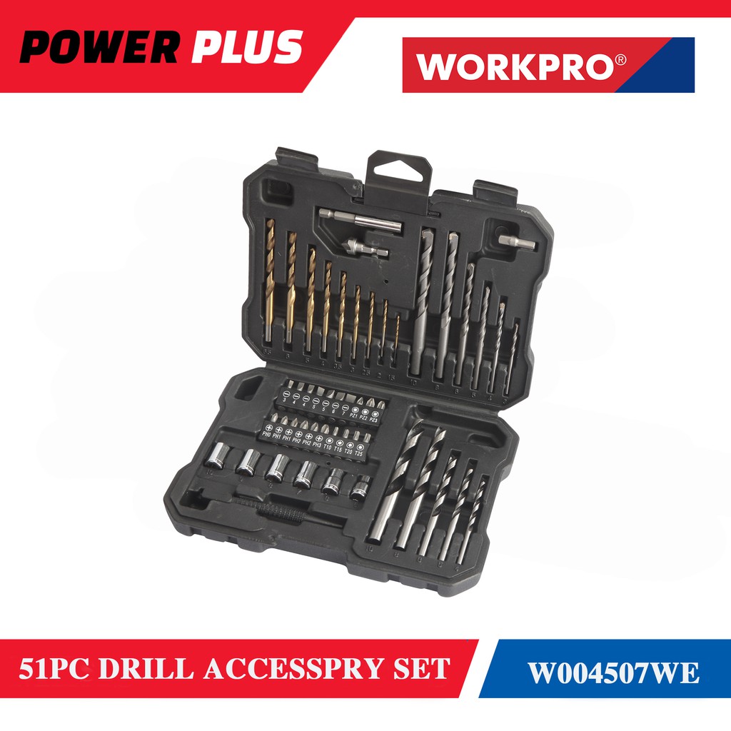 POWERPLUS WORKPRO 51PC DRILL ACCESSORY SET for professional workers ...