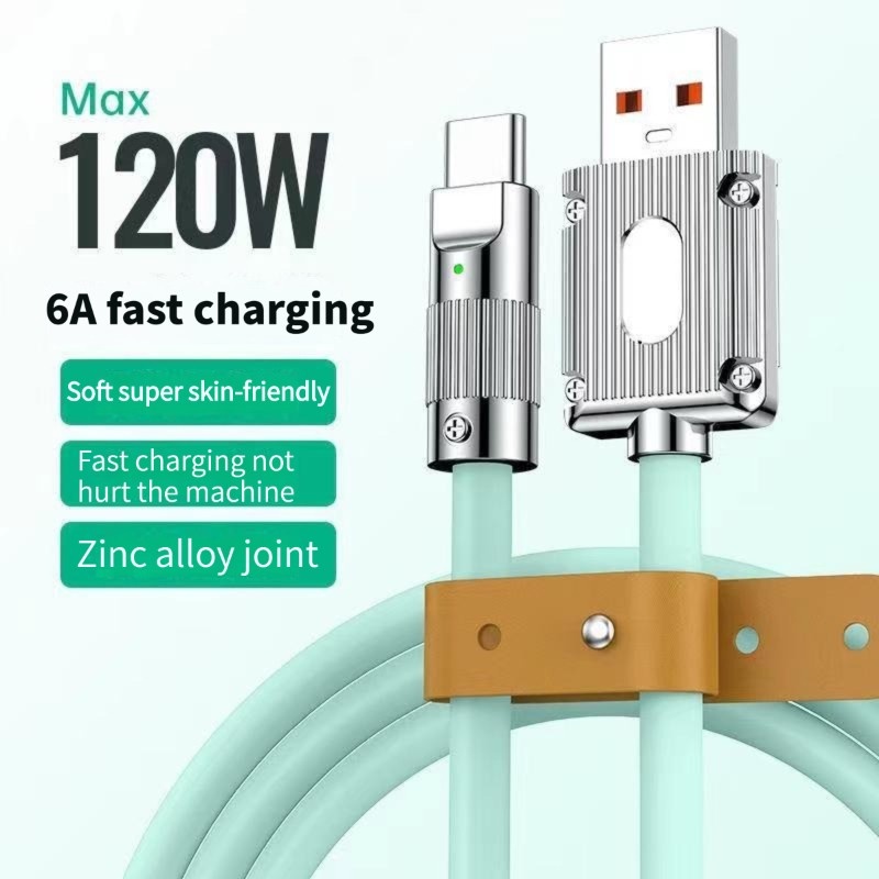 120W 6A Super Fast Charge Liquid Silicone Cable Quick Charge USB C ...