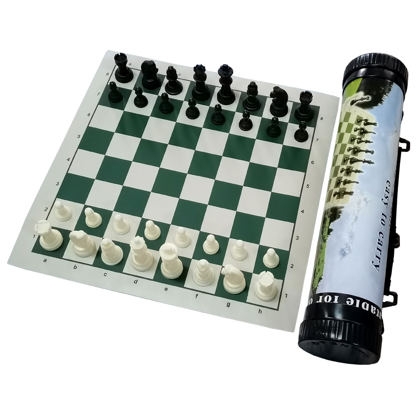 Chess Set Easy To Carry Roll-up Artificial Leather Mat And Bag Camping ...