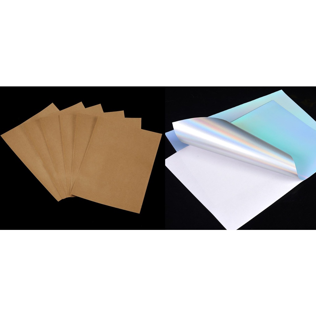 20pcs or 50pc Printable Kraft Brown Sticker Paper Hologram A4 Light ...