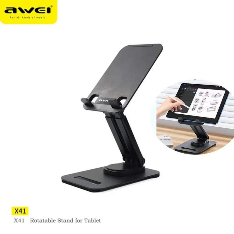 AWEI X41 METAL TABLET DESK STAND for mobile phones & Tablet 360° degree ...