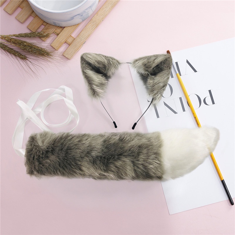 Faux Fur Tail And Ears Anime Ears Tail Wolf Fox Cat Ears And Tail Set ...