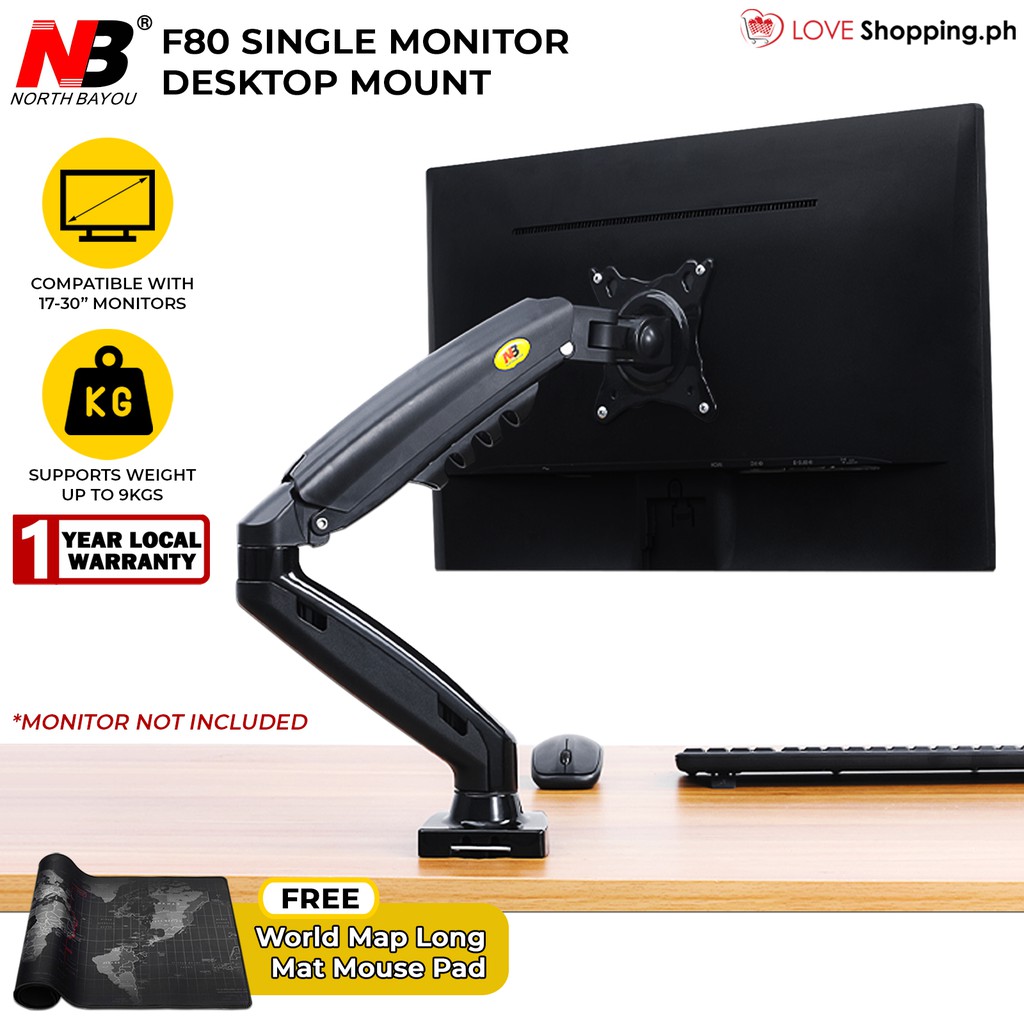 NB North Bayou F80 Monitor Desktop Mount with Full Motion Swivel for 17 ...