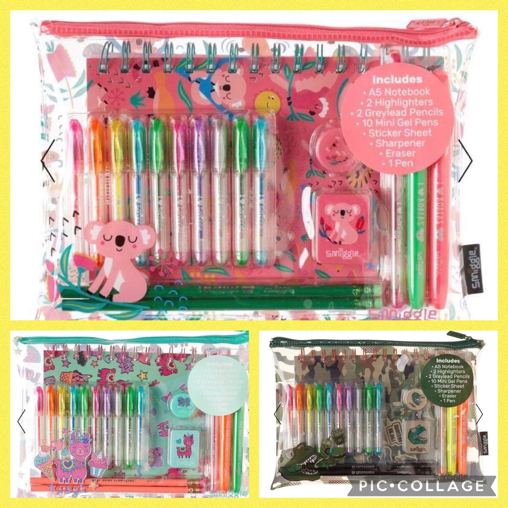 Smiggle A5 Stationery Kit Llama, Koala, Dinosaur Regular Size Notebook ...