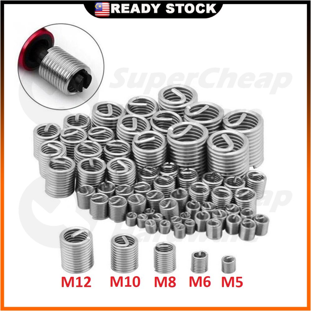 Stainless Steel Helicoil Thread Insert Repair Recoil Kit Coiled Wire ...