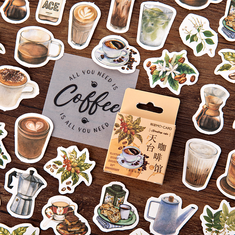 imoda 46Pcs/bag Lovely Coffee Stickers Set Decoration Scrapbooking ...