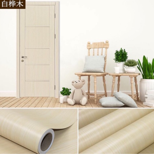 lucky Pvc wood design adhesive wallpaper walldecor (10mx45cm) | Shopee ...