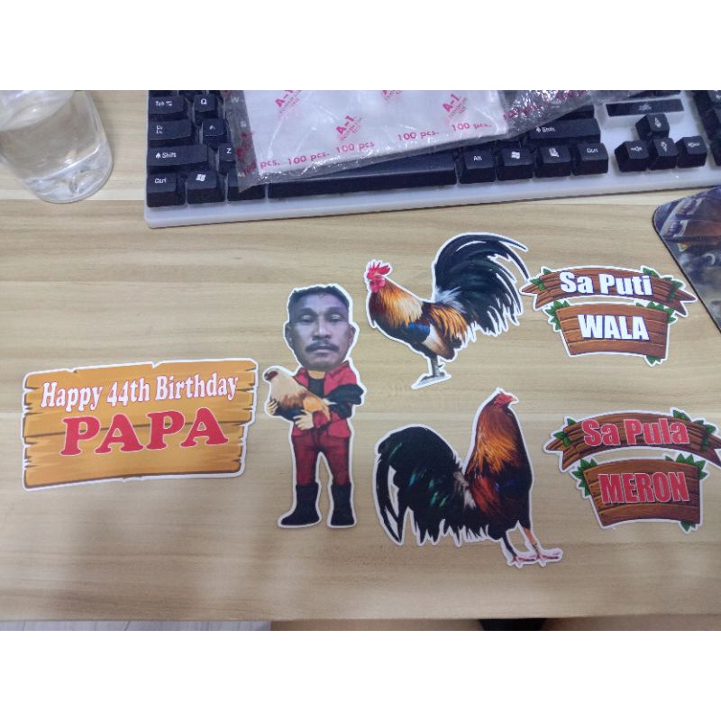 sabong theme cake topper set/face of celebrant presyo ₱100