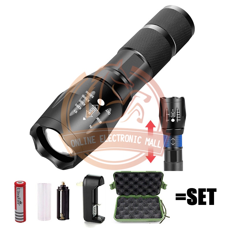 BZ Ultra Bright CREE XML T6 LED 5 Mode Bright Zoom Flashlight Splashproof Torch | Shopee Philippines