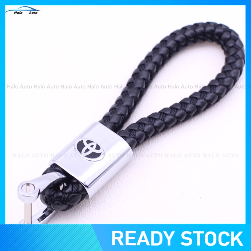 Halo Auto Leather Knitting Metal Car Keychain Keyfob Toyota Car Logo ...