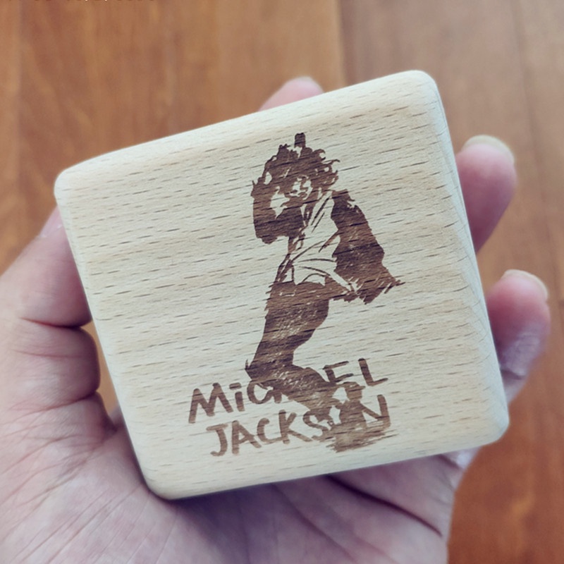 Wooden handmade engraved Michael Jackson windup music box for boyfriend ...