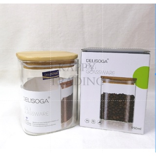 DELISOGA Deli Glassware Glass Jar bamboo Lid GPG16-950, 1.2L GPG16-1200 ...