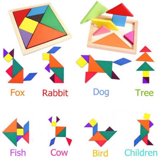 BIG 7pcs WOODEN TANGRAM PUZZLE FOR KIDS | Shopee Philippines