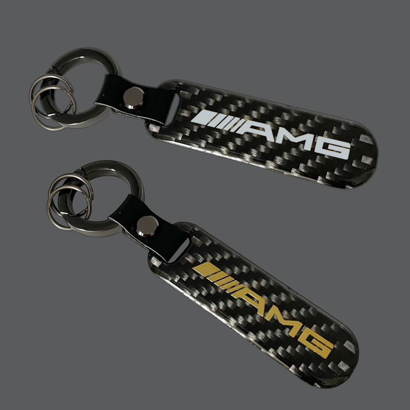 Carbon Fiber Key Chain Car Emblem Pendant Key Ring For Mercedes Benz A ...