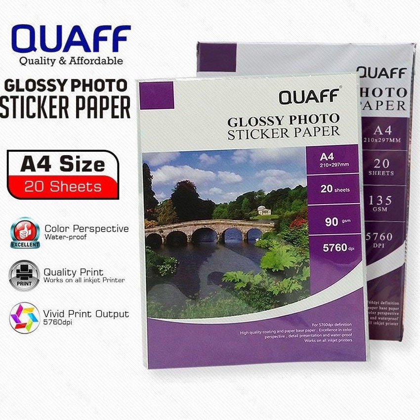 QUAFF A4 GLOSSY PHOTO STICKER PAPER (90gsm/135gsm) | Shopee Philippines