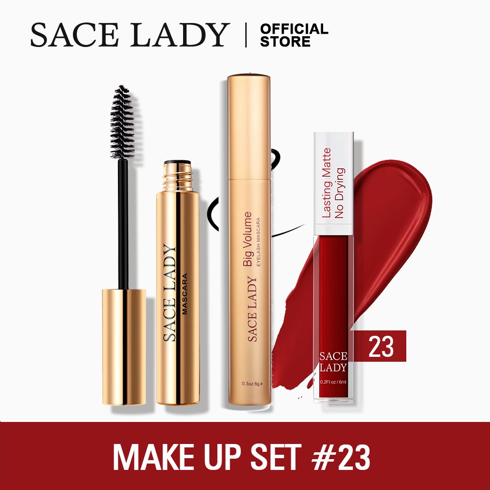 SACE LADY 3Pcs Make Up Set Waterproof Mascara+Black Eyeliner+Matte ...