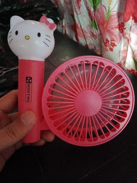 cute hello kitty Mini fan with led lamp folding fan with light | Shopee ...