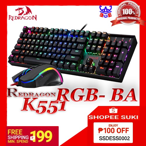 Redragon K551 RGB-BA Mechanical Gaming Value Combo RGB-BA | Shopee ...
