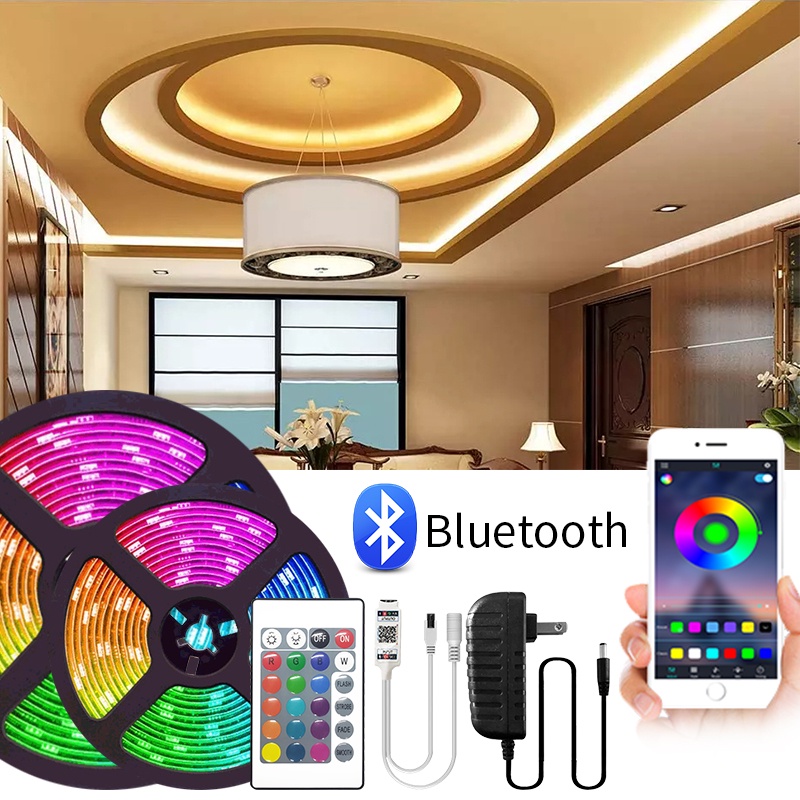 RGB Bluetooth LED Strip 5050 Luces Led Light Tape 5M DC12V Waterproof ...
