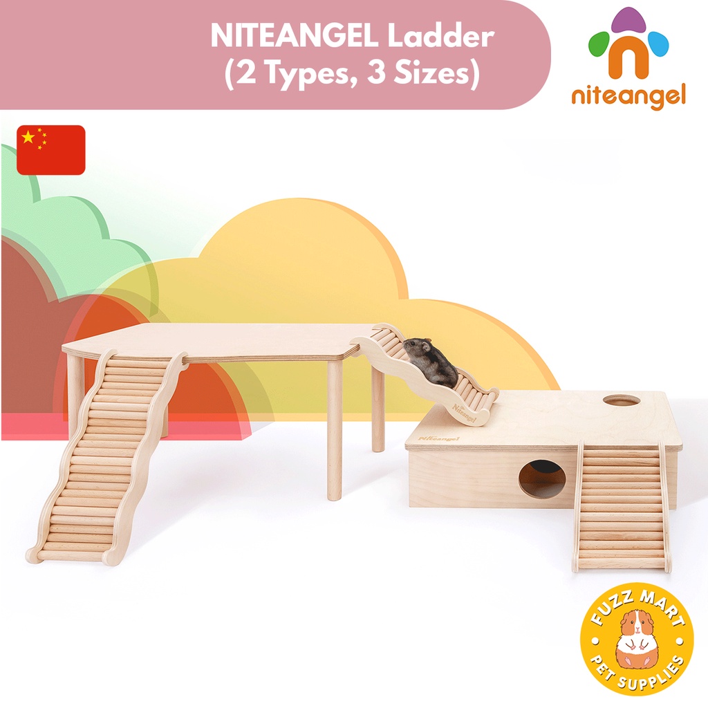 Niteangel Hamster WOODEN LADDER (2 Types, 3 Sizes) Hamster Stairs ...