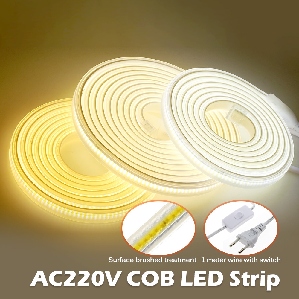 Super Bright 220V COB LED Strip Light 10M/15M/20M 288LEDs/m Flexible ...