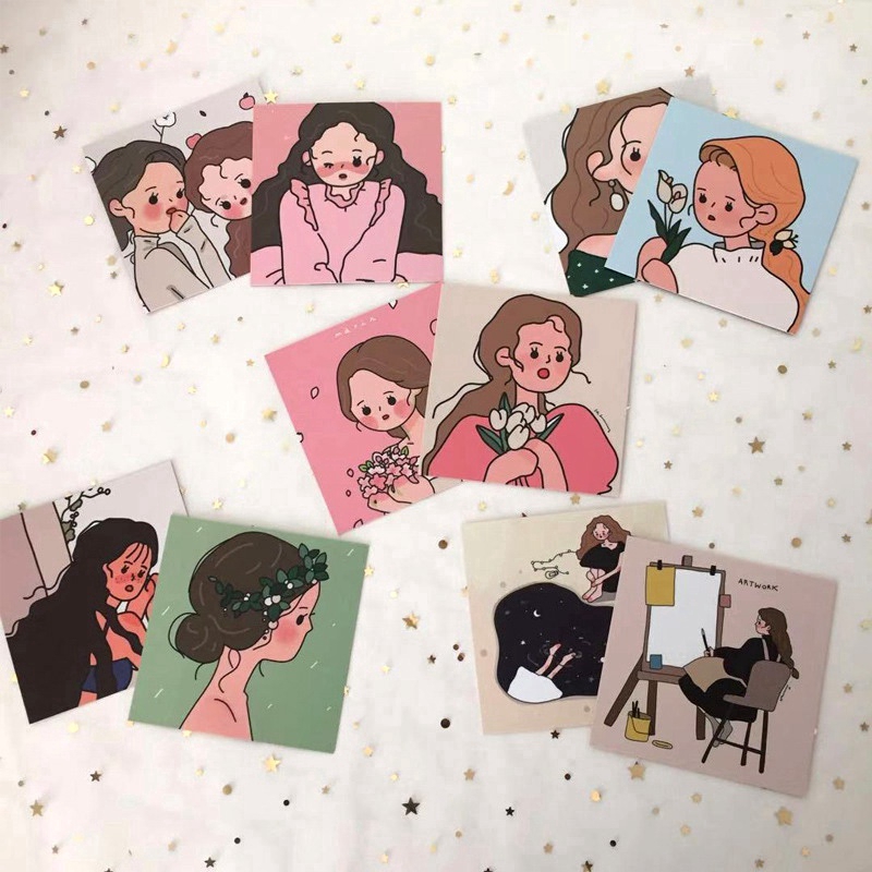 9pcs/set Cute Little Girl Card Bedroom Wall Decor Card Home Decor ...