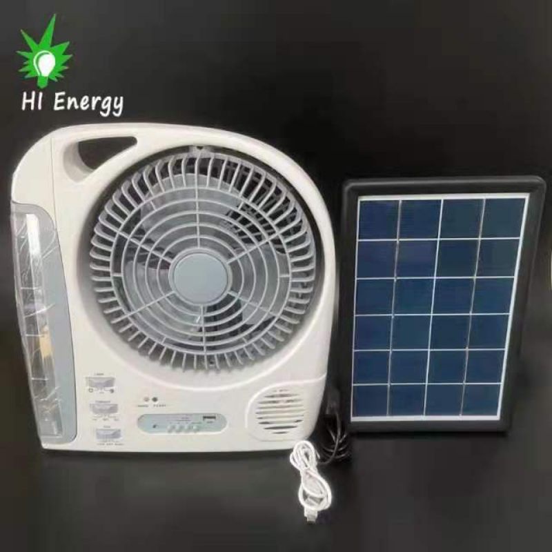 GD-8028 Rechargeable 6in1 Solar Emergency FAN with BT/LED Light /FM ...