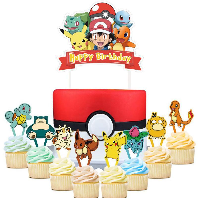 Party Supplies Cake Toppers & Picks Pokemon Boys party Pokémon cake ...