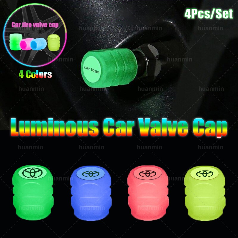 4Pcs Toyota Luminous Tire Valve Cap Car Tyre Wheel Hub Stem Cover Dust ...