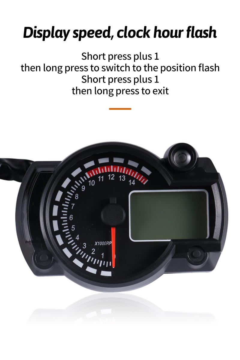 7-Color LED Motorcycle RX2N ATV Digital Speedometer 15000 RPM Meter LCD ...