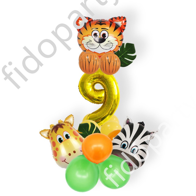 24pcs Jungle Forest Animal Theme Number Balloons Birthday Party ...