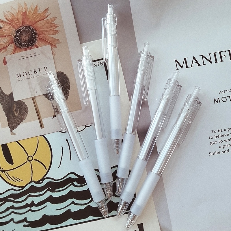 Simple Transparent Press Gel Pen Black Office Stationery Bounce ...