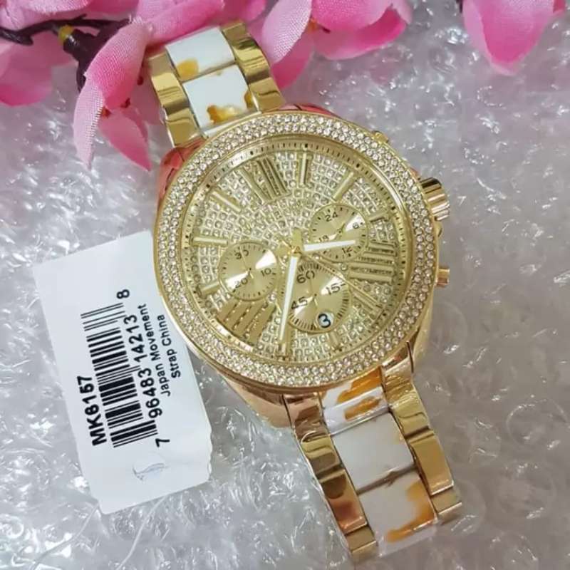 MK Watch mk6157 White Ceramic Crystal Pave Ladies Watch | Shopee ...