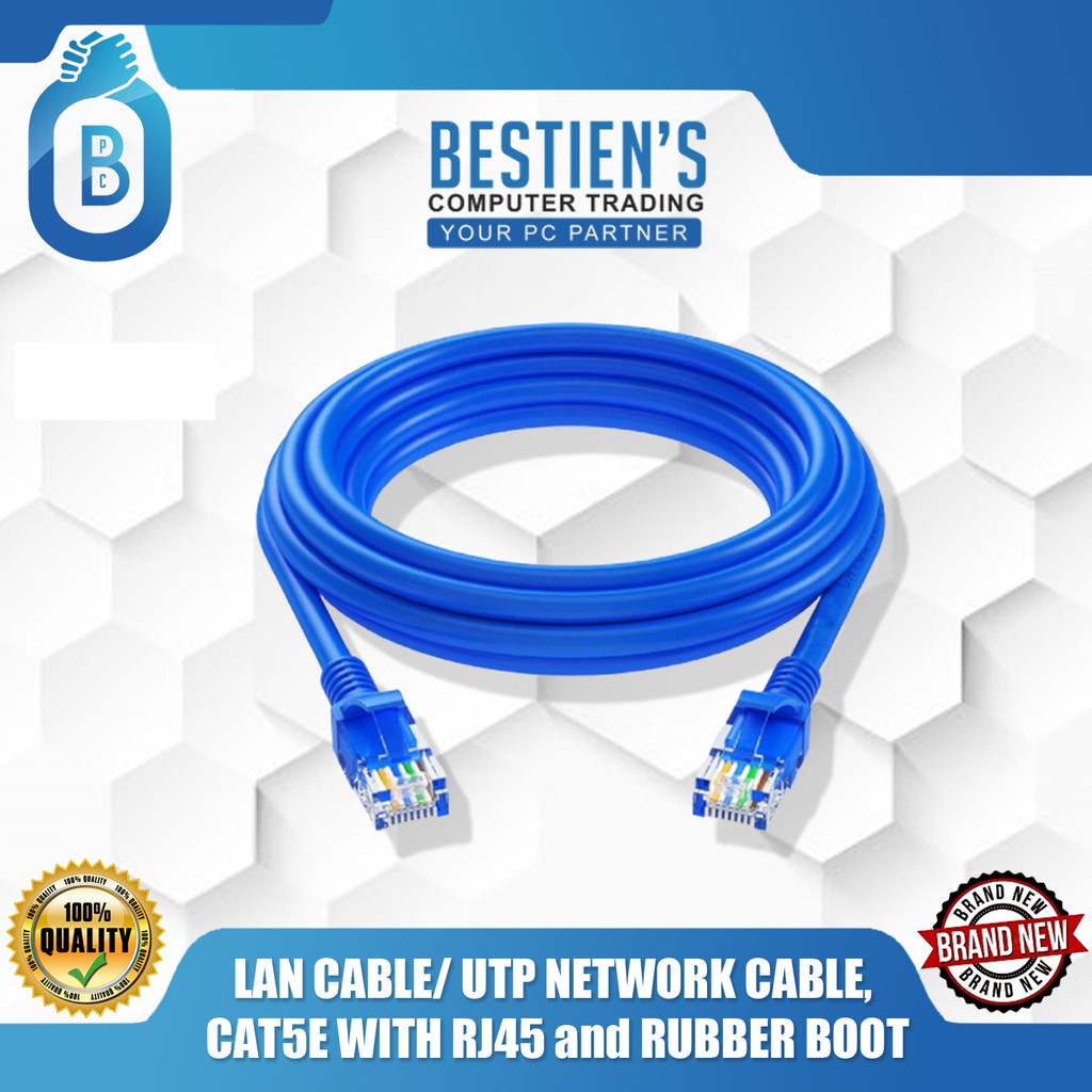 LAN CABLE/ UTP NETWORK CABLE, CAT5E WITH RJ45 and RUBBER BOOT | Shopee ...