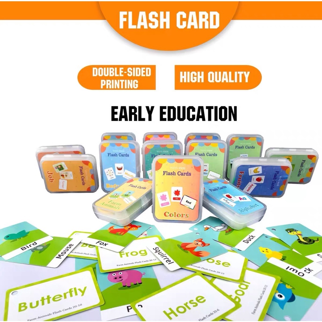 A&S Baby Preschool English Learning Flash Cards Montessori Educational ...