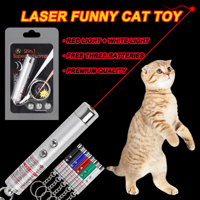 Laser funny cat stick New Cool 2 In1 Red Laser Pointer Pen With White ...