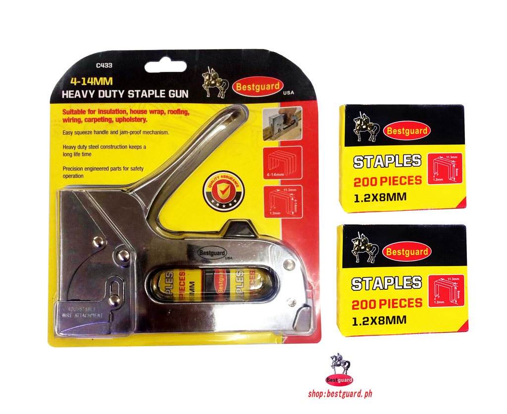 Bestguard C432/C433 Heavy Duty Staple Gun 4-14mm With Free Staple 1.2 ...