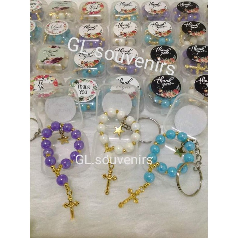 Mini Pocket Rosary Keychain in a Cute Case with Thank You Sticker ...