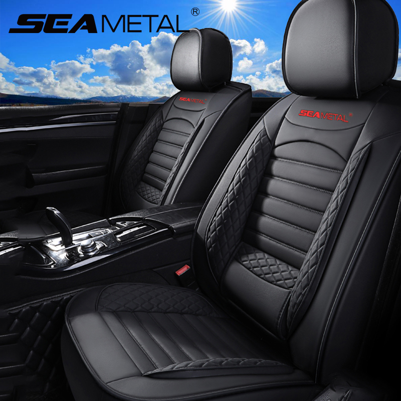 Seametal Leather Car Seat Cover Universal Full Set Cushion Covers Four