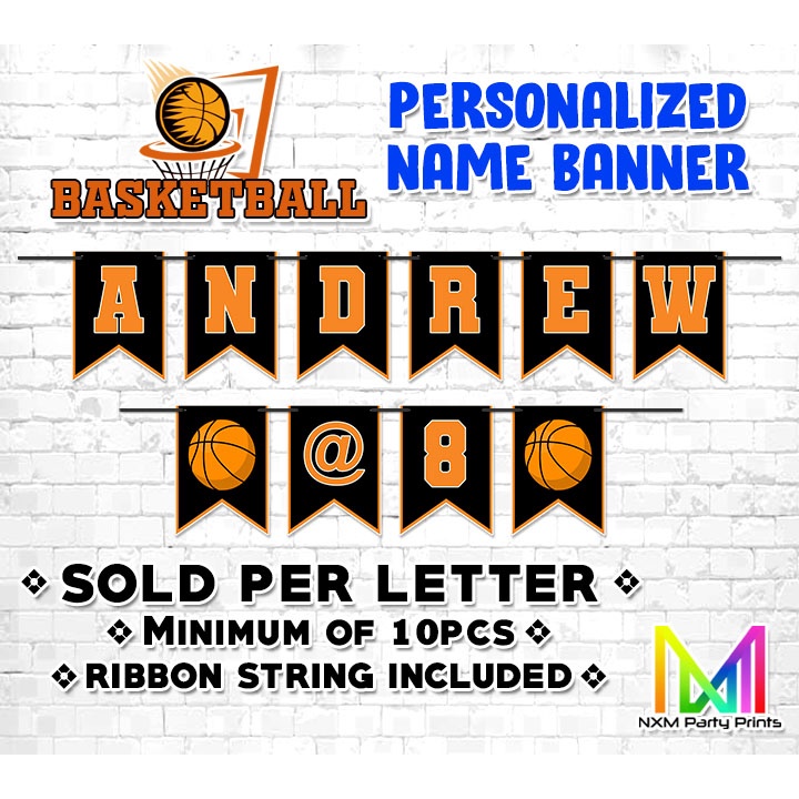 BASKETBALL Personalized NAME Banner Banderitas diy birthday decor ...