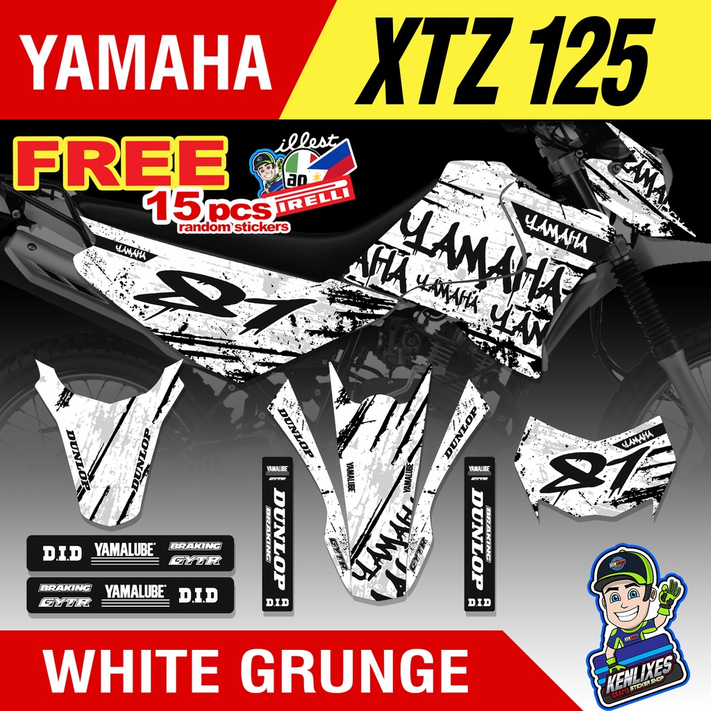 YAMAHA XTZ 125 Full Decals Sticker Body (White Grunge) kenlixes ...