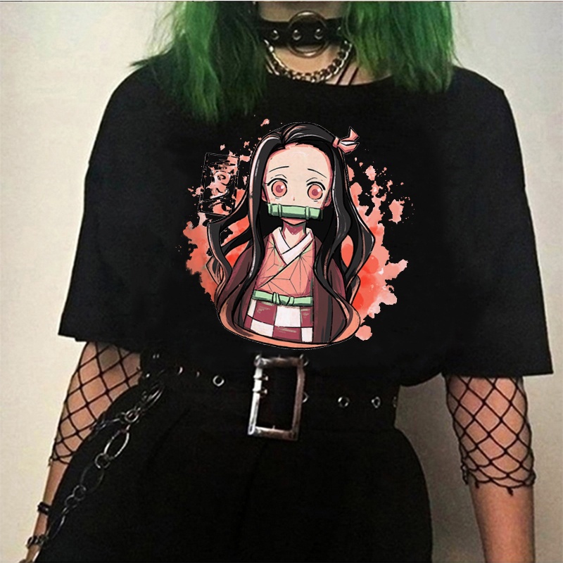 Women Japanese Anime Demon Slayer T Shirt Girls Kawaii Kimetsu No Yaiba ...